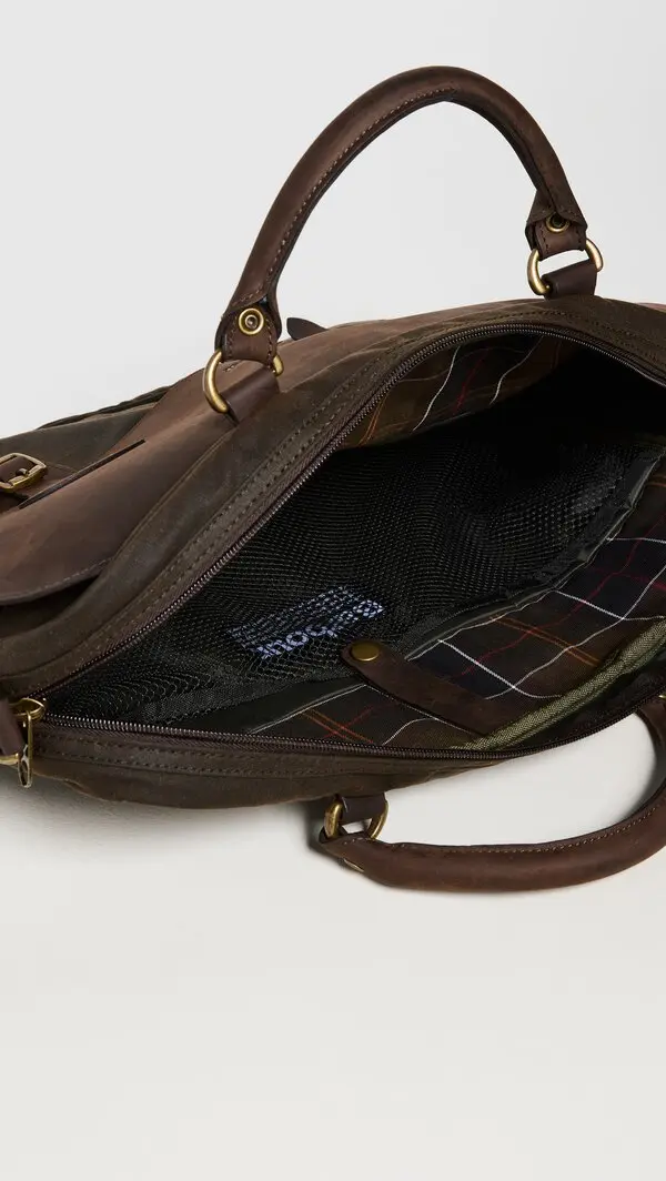 Barbour Waxed Leather Briefcase - Olive
