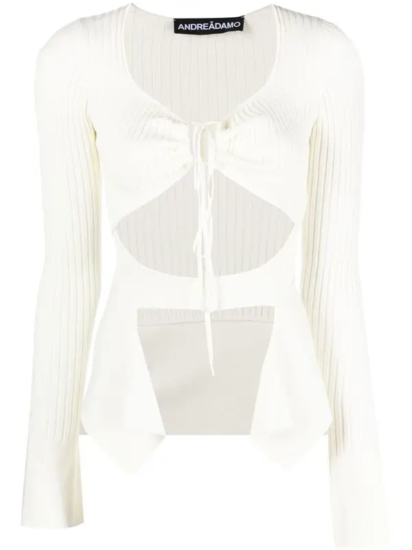 ANDREĀDAMO Asymmetric Cut-out Top - Neutrals