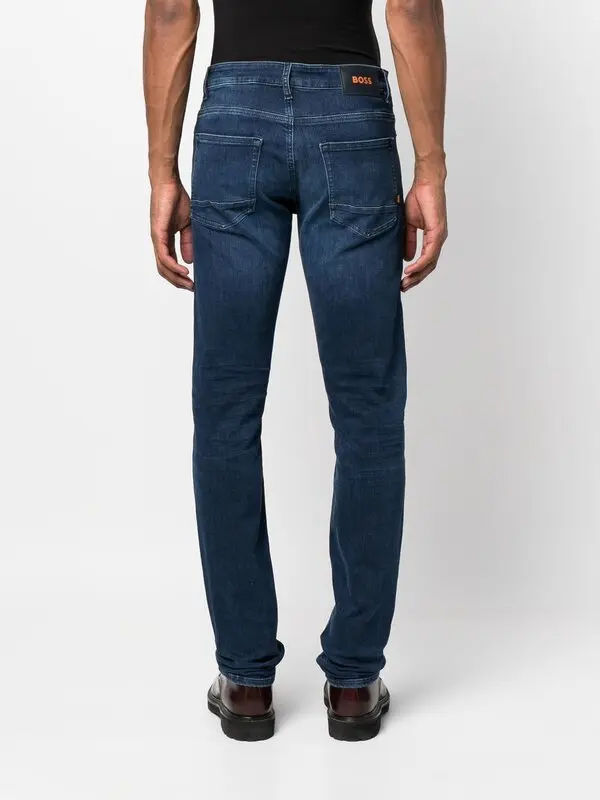 BOSS Mid-wash Logo-patch Jeans