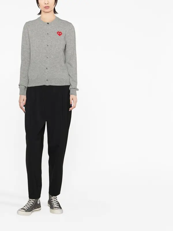 Play Comme Des Garcon Logo Cardigan - Grey