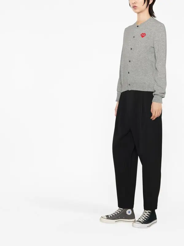 Play Comme Des Garcon Logo Cardigan - Grey