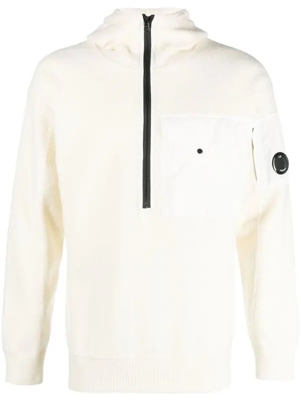 C.P. COMPANY Lens Half-zip Sweatshirt - White