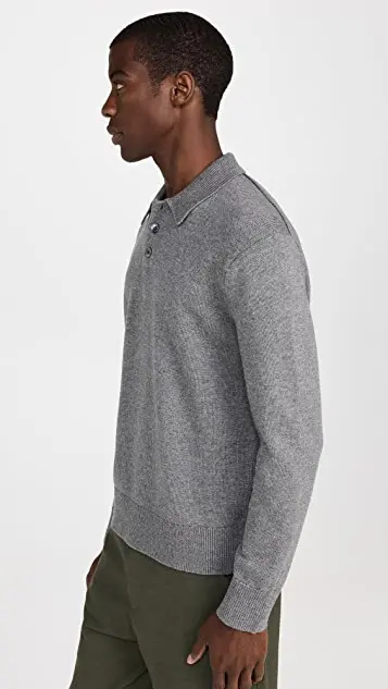 ALEX MILL Polo Sweater In Washed Cashmere