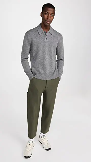 ALEX MILL Polo Sweater In Washed Cashmere