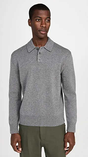 ALEX MILL Polo Sweater In Washed Cashmere