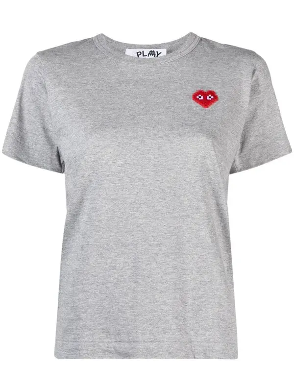 Play Comme Des Garcon Logo-print Cotton T-shirt - Grey