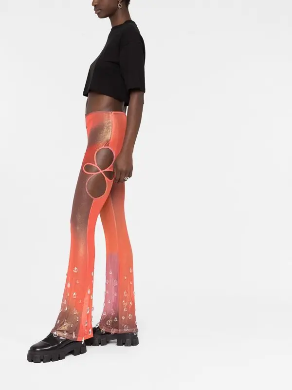 Gcds Sita Drops Flared Trousers - Orange