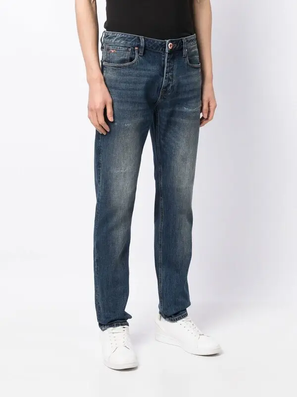 Emporio Armani Mid-rise Straight-leg Jeans - Blue