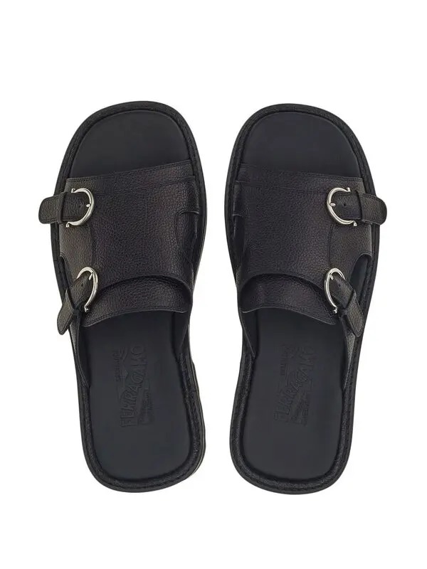 FERRAGAMO Gancini Buckled Calf Leather Sandals