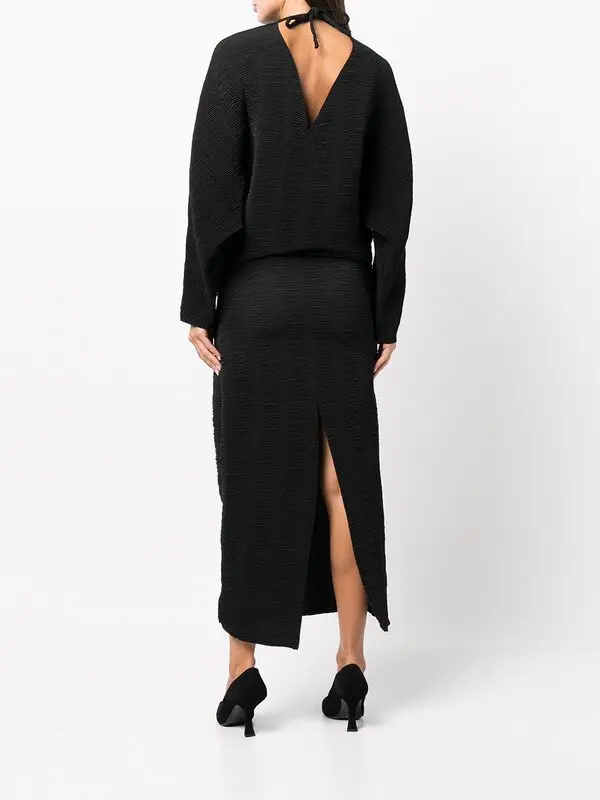 RÓHE Emerson V-back Plissé-effect Midi Dress