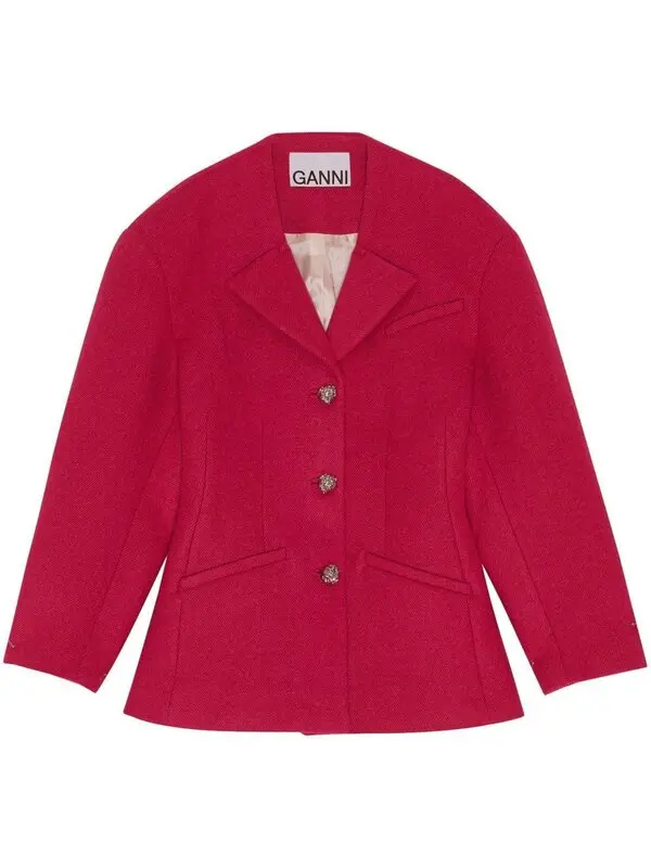 GANNI Broad-shoulder Single-breasted Jacket