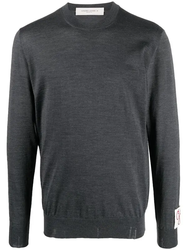 GOLDEN GOOSE Ribbed-knit Crew Neck Sweatshirt - Grey