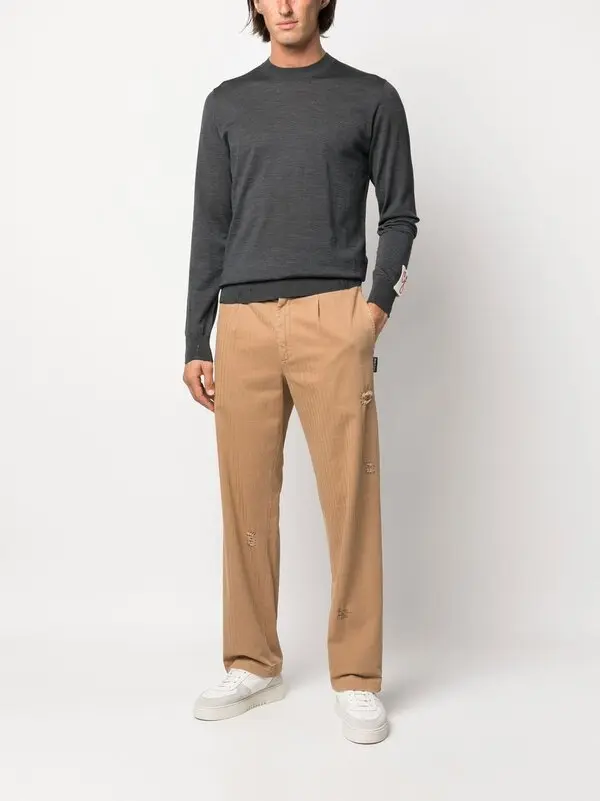 GOLDEN GOOSE Ribbed-knit Crew Neck Sweatshirt - Grey