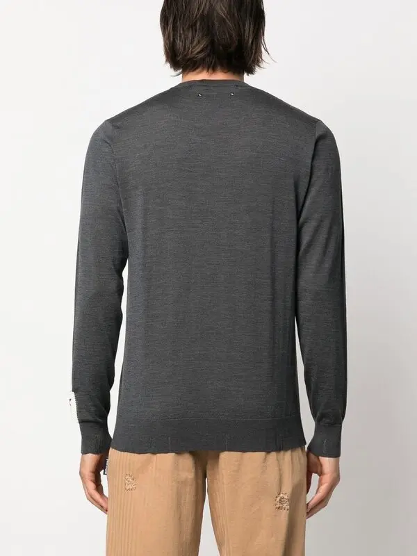GOLDEN GOOSE Ribbed-knit Crew Neck Sweatshirt - Grey
