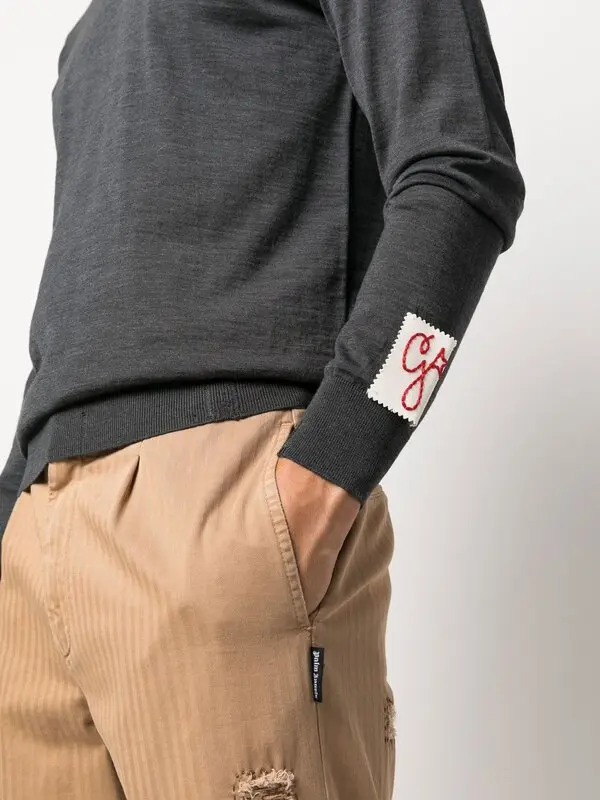 GOLDEN GOOSE Ribbed-knit Crew Neck Sweatshirt - Grey