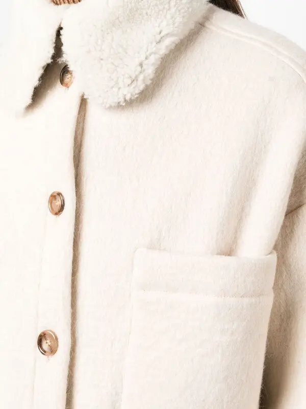 AVA ADORE Shearling-trim Button-up Jacket
