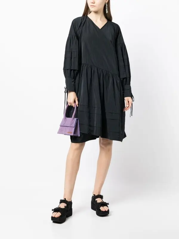 Cecilie Bahnsen Amalie Pleated Wrap Dress In Black - 65% Off
