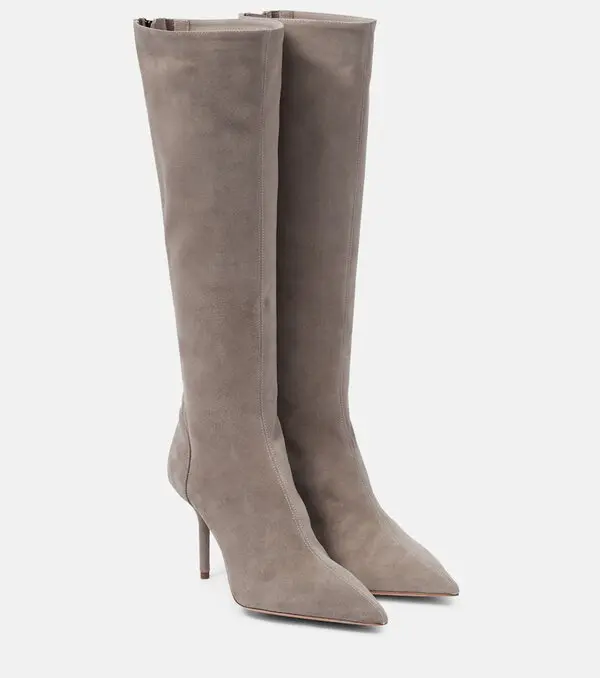 AQUAZZURA Saint Honoré 85 Suede Boots - Grey