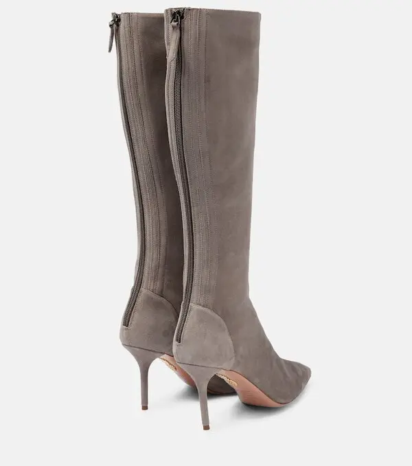 AQUAZZURA Saint Honoré 85 Suede Boots - Grey