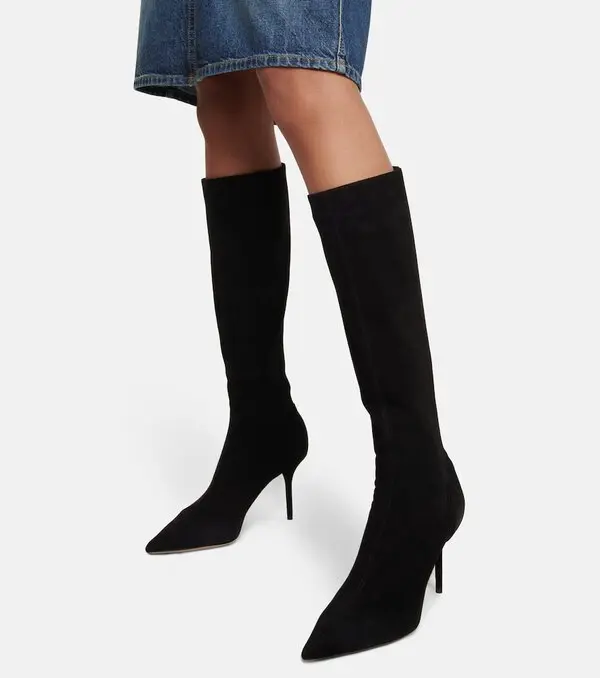 AQUAZZURA Saint Honore 85 Suede Boots - Black
