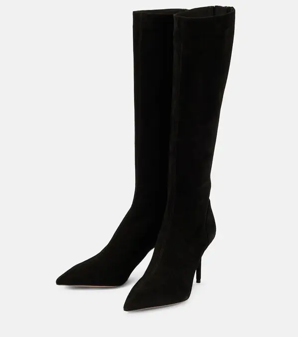 AQUAZZURA Saint Honore 85 Suede Boots - Black