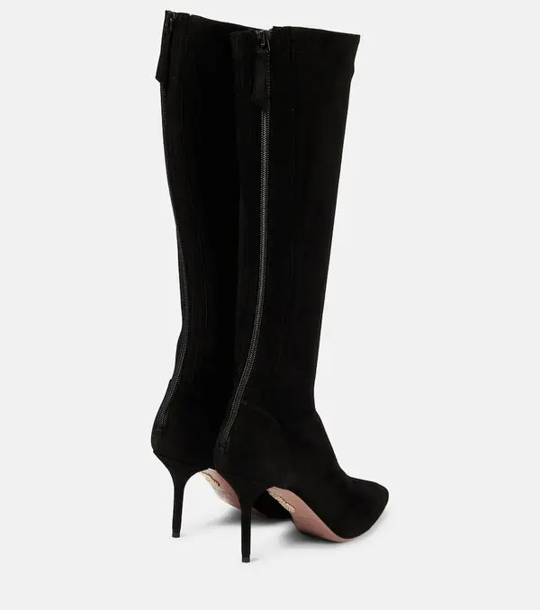 AQUAZZURA Saint Honore 85 Suede Boots - Black