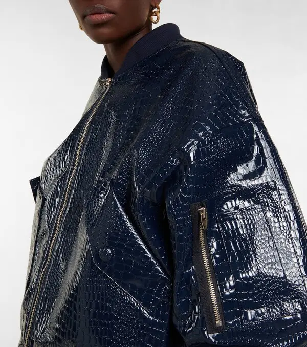 THE FRANKIE SHOP Hane Croc-effect Bomber Jacket