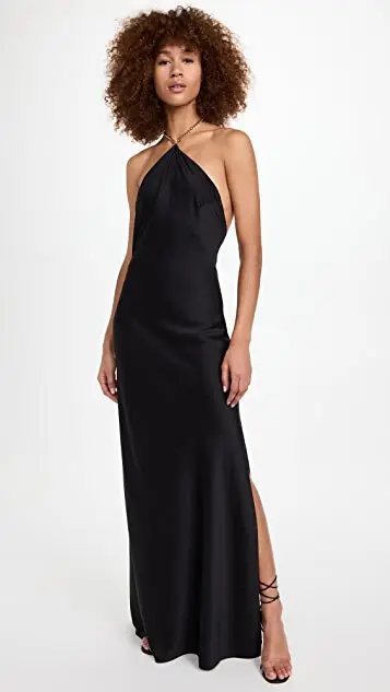 cotton black maxi dress Long Dress in Black, Black / L