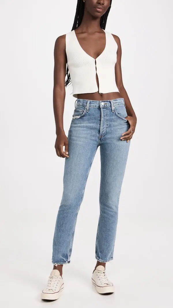 AGOLDE Riley Long High Rise Straight Jeans