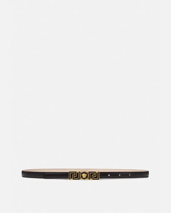 Versace Greca Goddess Leather Belt - Black+gold
