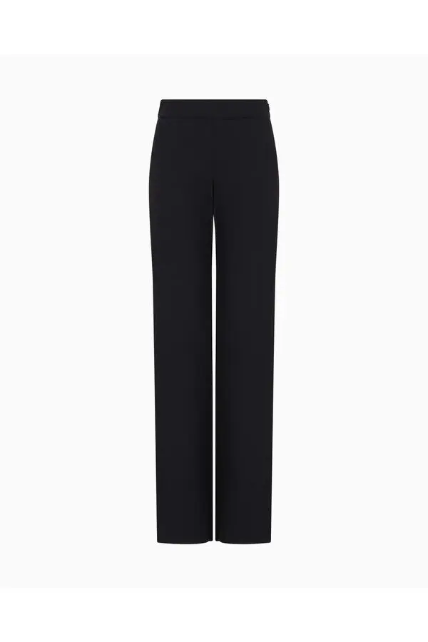 Giorgio Armani Wool Crepe Cropped Trousers - Blue / Navy