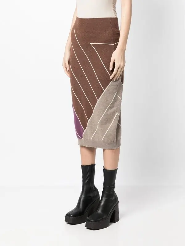 Stella McCartney Knitted Geometric Pattern Midi Skirt