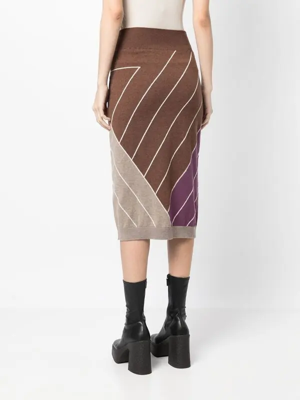 Stella McCartney Knitted Geometric Pattern Midi Skirt