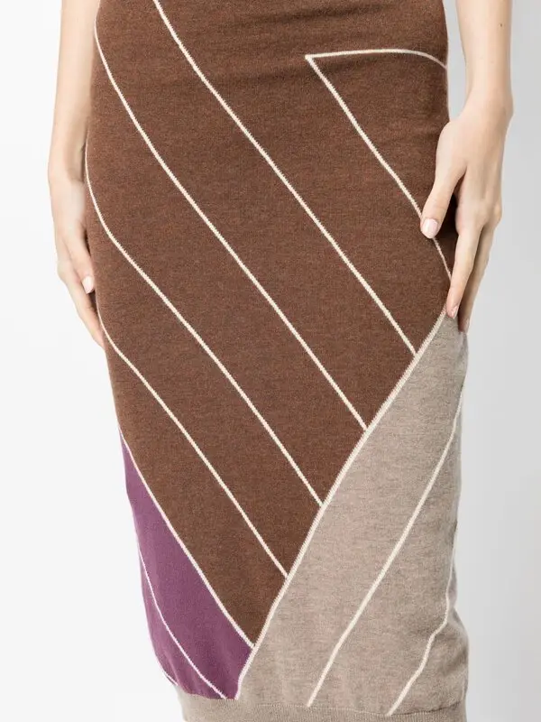 Stella McCartney Knitted Geometric Pattern Midi Skirt