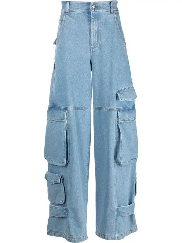 Gcds Cargo-pocket Wide-leg Jeans - Blue