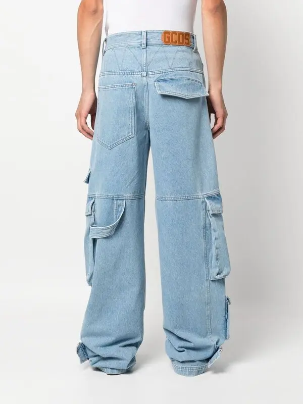 Gcds Cargo-pocket Wide-leg Jeans - Blue