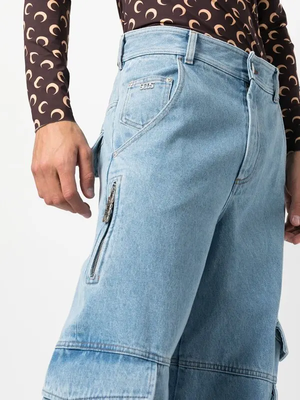 Gcds Cargo-pocket Wide-leg Jeans - Blue