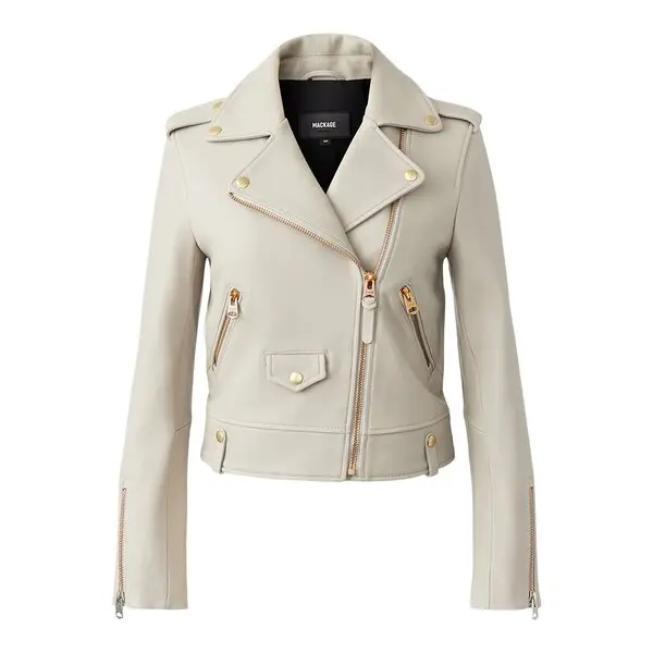 Mackage Baya Leather Biker Jacket - Trench