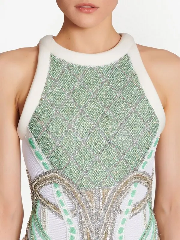 Balmain Sequin-Embellished Mini Dress - Green | Editorialist