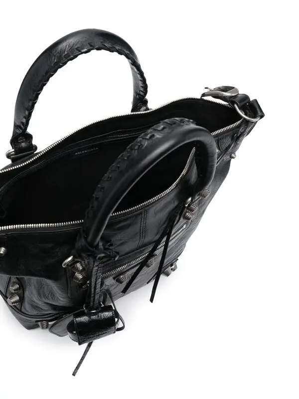 Balenciaga Medium Le Cagole Leather Tote Bag - Black | Editorialist