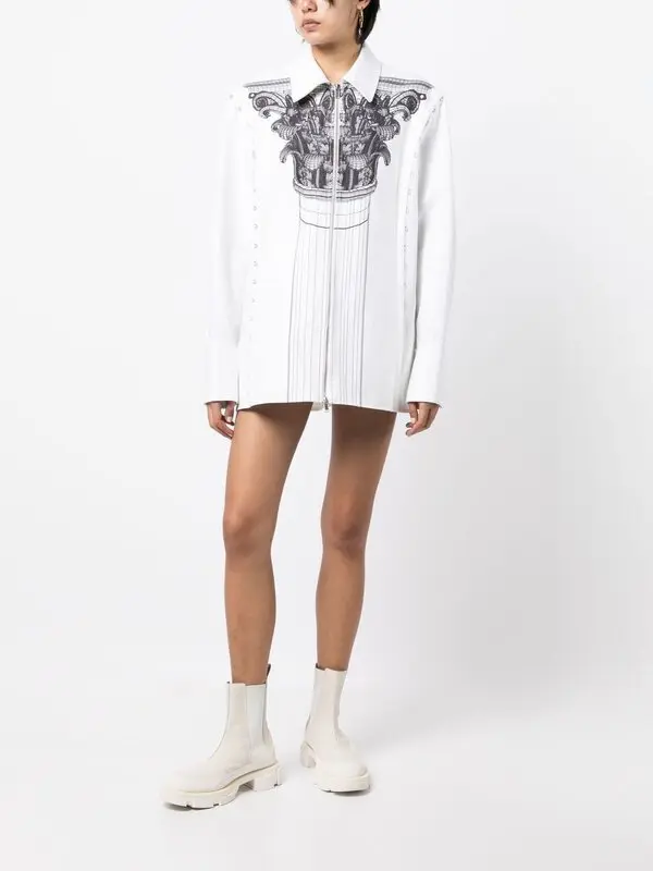 DION LEE Column-print Hook-and-eye Shirt Jacket