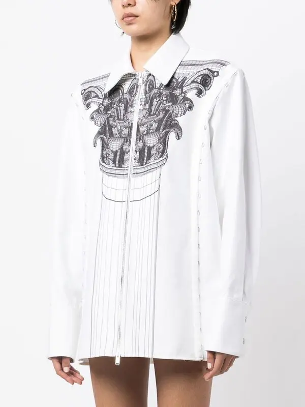 DION LEE Column-print Hook-and-eye Shirt Jacket