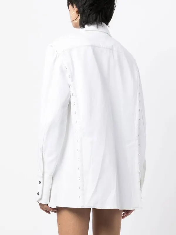 DION LEE Column-print Hook-and-eye Shirt Jacket