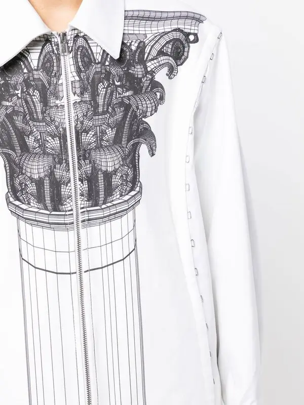 DION LEE Column-print Hook-and-eye Shirt Jacket