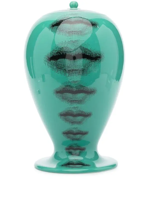 FORNASETTI Face-print Ceramic Vase - Green