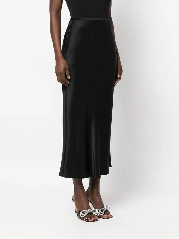 V:PM ATELIER Satin-finish Flared Midi Skirt