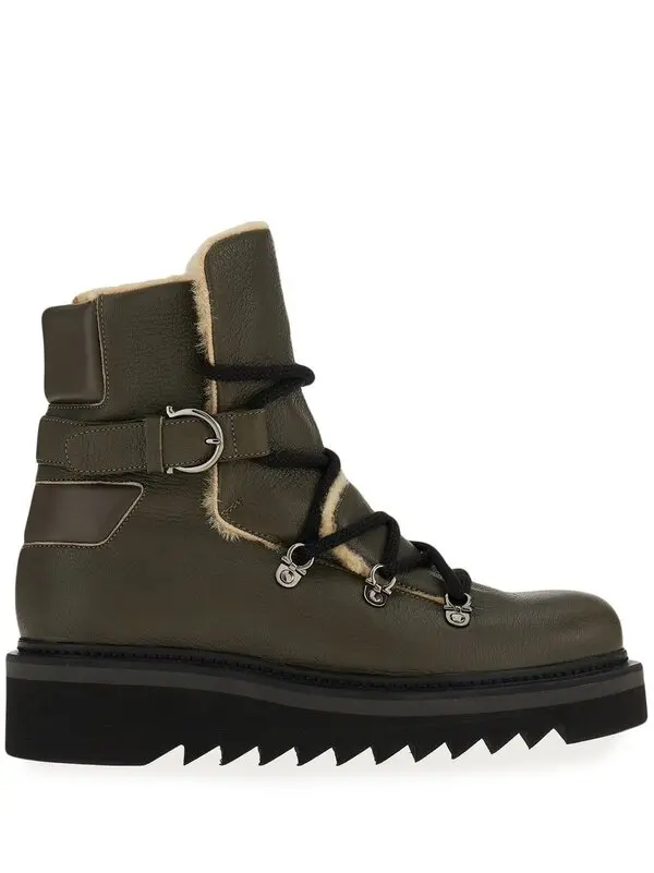 FERRAGAMO Lace-up Leather Boots - Brown