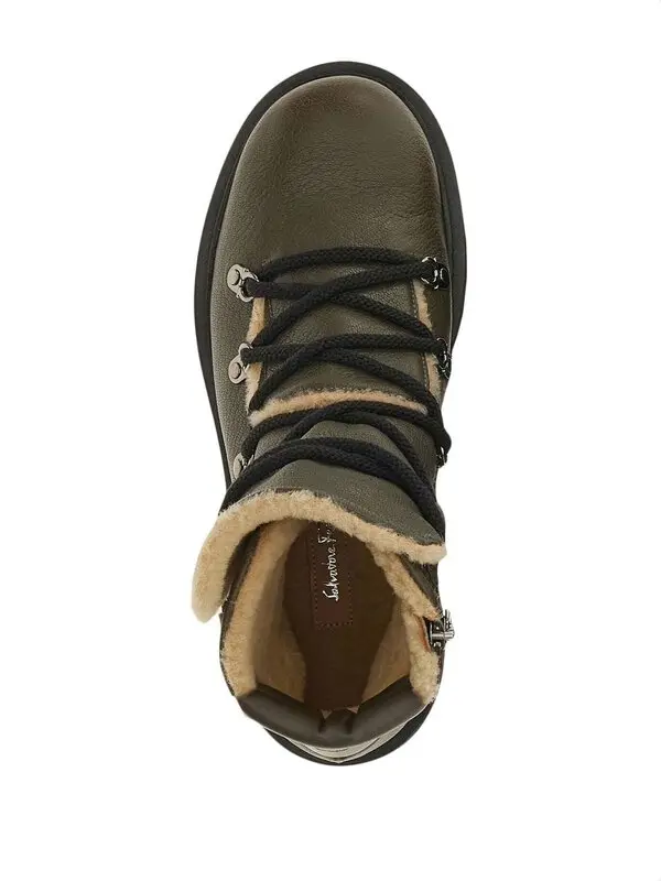 FERRAGAMO Lace-up Leather Boots - Brown