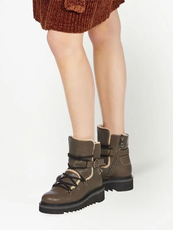 FERRAGAMO Lace-up Leather Boots - Brown