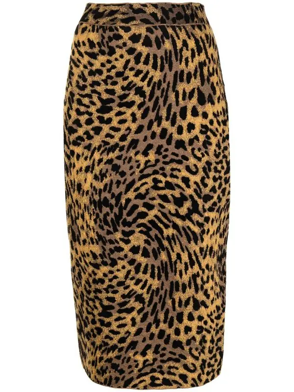 Stella McCartney Textured Leopard-print Pencil Skirt - Brown